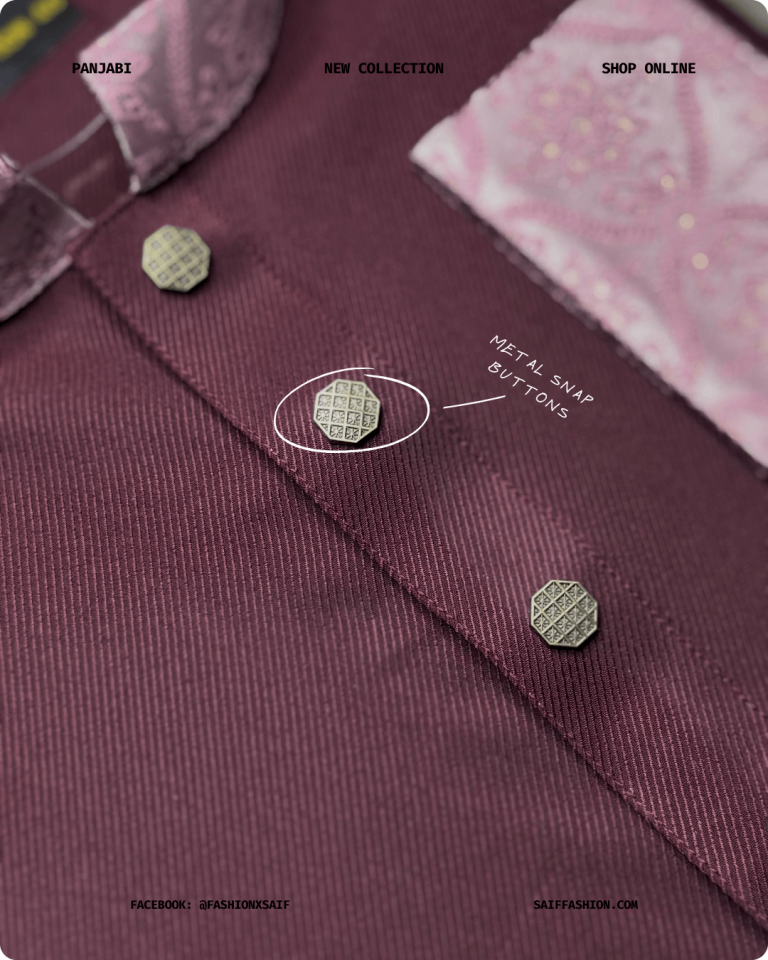 1. Men’s Premium Panjabi – Textured Weave – Deep Wine – Saif Fashion
